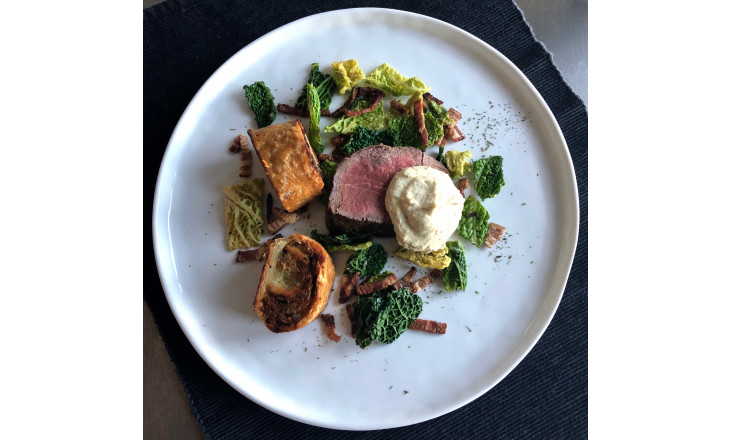 Oxfilé med inbakad potatis