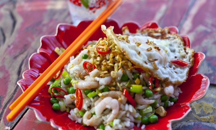 Stekt ris med räkor